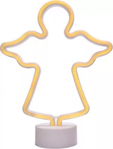 Semn luminos INGER LED tip neon cu baterii si stativ | sln_sup_inger_galben