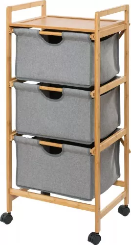 Raft mobil cu 3 cosuri pt. rufe murdare bambus-textil Bahari max ...