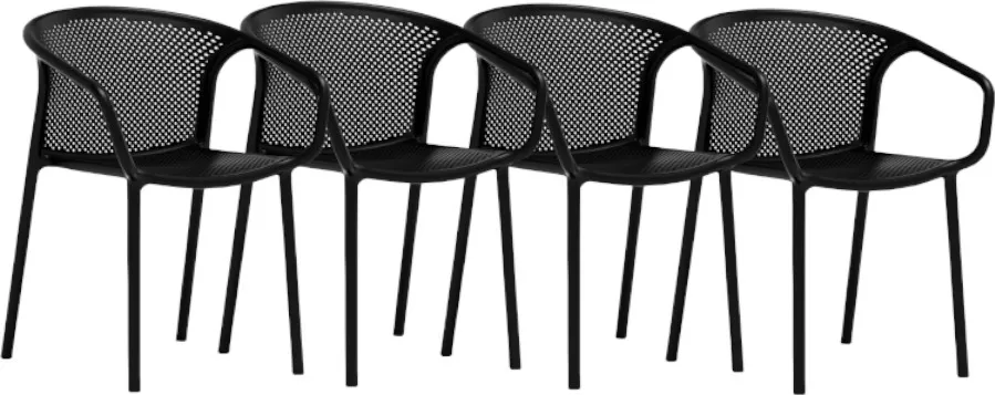 Set 4 scaune terasa cafenea cu spatar rotunjit Raki Chicago cu aditiv ...