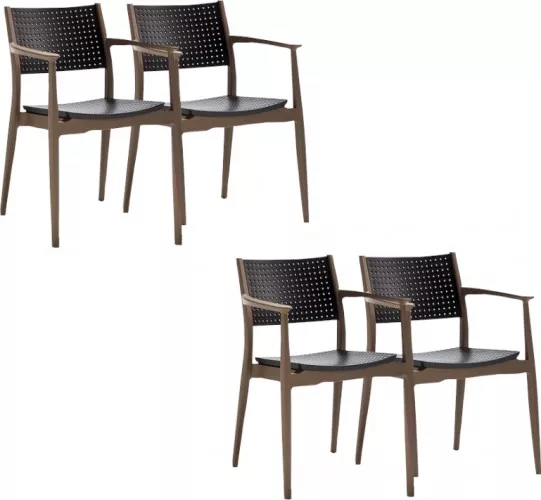 Set 4 scaune dining cafenea Raki Seginius maro bej 44x56xh81cm din ...