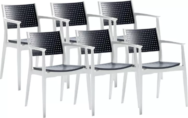 Set 6 scaune dining cafenea Raki Seginius alb antracit 44x56xh81cm din ...