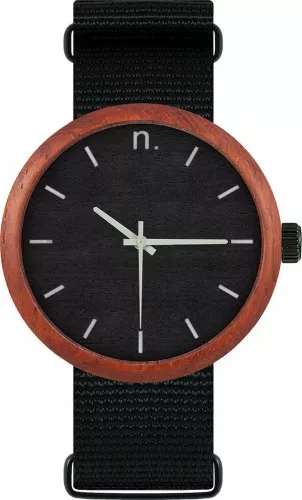 Ceas din lemn Neat - New Hoop - 43mm Negru cu lemn de Padouk N049 - cel.ro