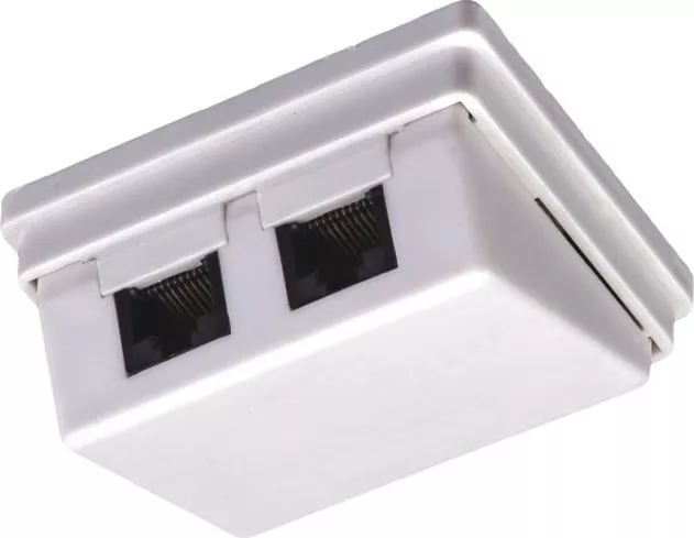 Priza dubla cat5e LanKATT neecranata 2 x RJ45 UTP inclinata 45 grade ...