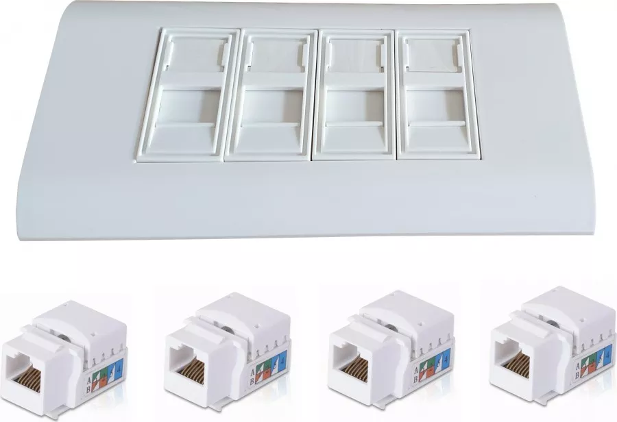 Priza 4 porturi voce/date cat6 LanKATT neecranata 4 x RJ45 - 80x148 UTP ...