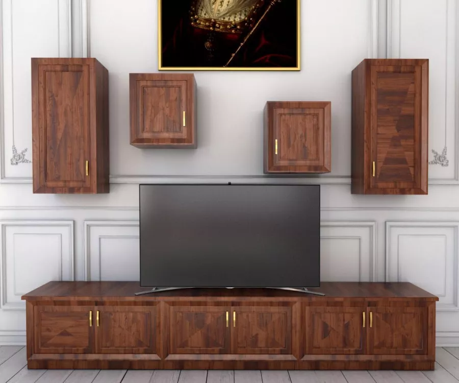 Set 5 bucati Comoda sufragerie mare lemn masiv maro milano CTMIL - cel.ro