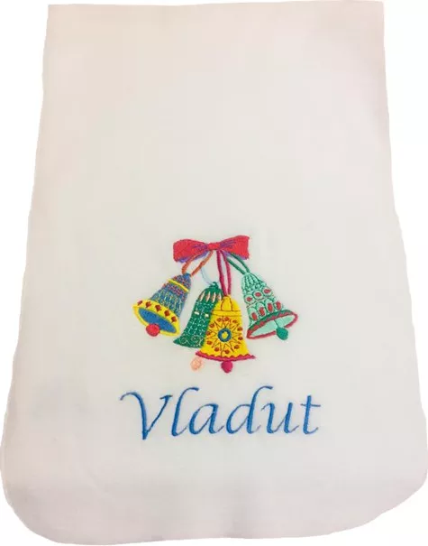 Fular alb dama personalizat prin broderie cu Nume si Clopoti fular 2 ...