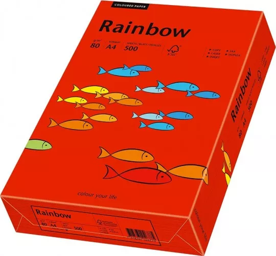 Hartie A4 colorata 80 g/mp Rainbow 500 coli/top rosu intens Rainbow ...