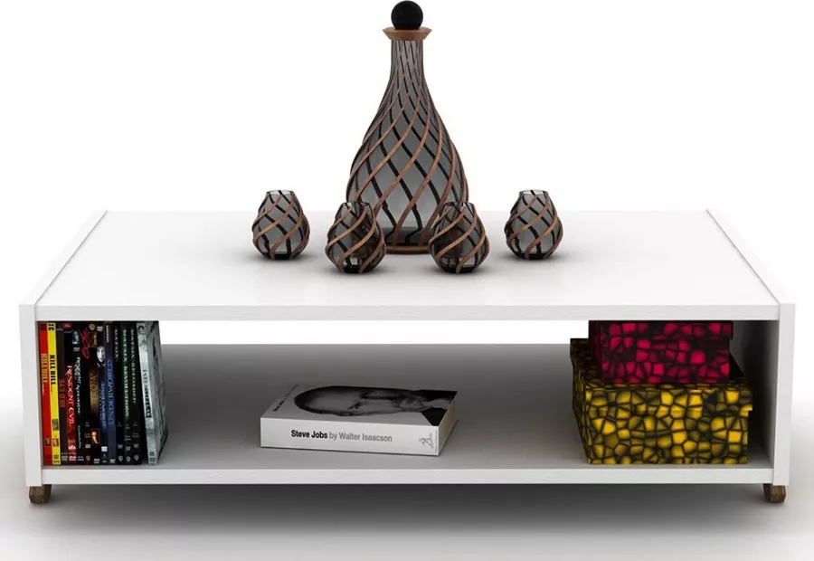 Masuta pentru cafea Rafevi alba design modern 28 x 90 x 60 cm ...