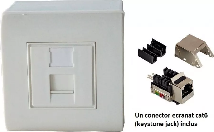 Priza simpla voce/date cat6 LanKATT ecranata 1 x RJ45 - 80x80 FTP ...