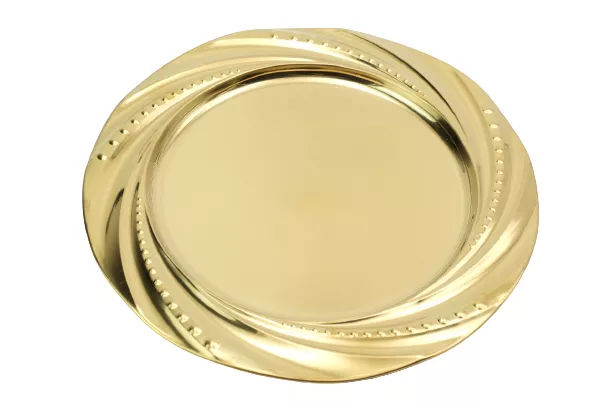 Tava rotunda de servire din metal aurie 30 cm bjse_208805816 - cel.ro