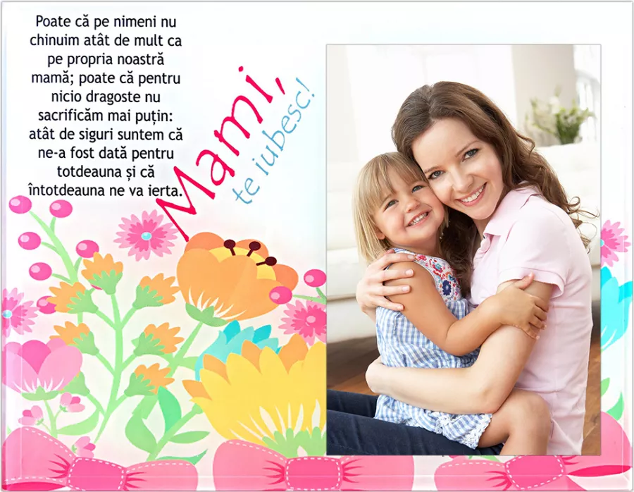 Rama foto din sticla cu mesaj 22x17 cm model Mama 1 TCD064 - cel.ro