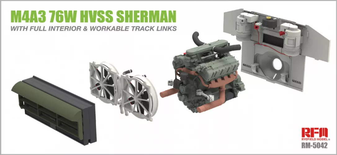 Rye Field Model 5042 - 1 35 M4A3 76W HVSS Sherman w/full interior svu6 ...