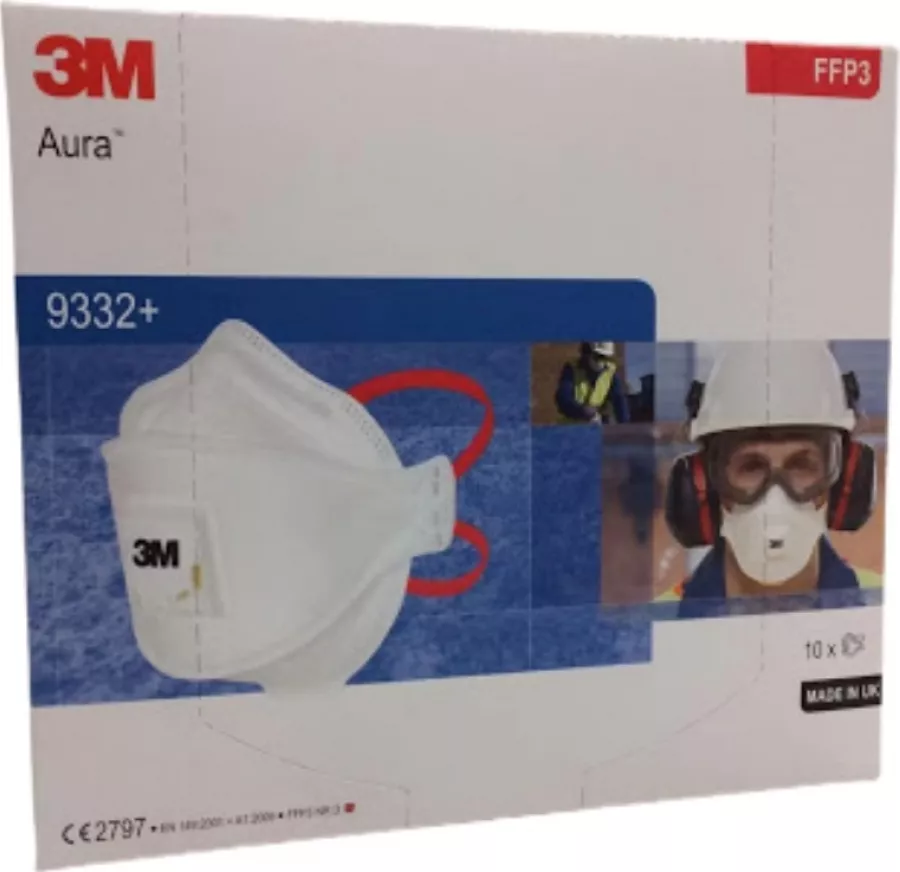 Set 5 masti FFP3 3M 9332+ Aura cu valva certificat CE 935005