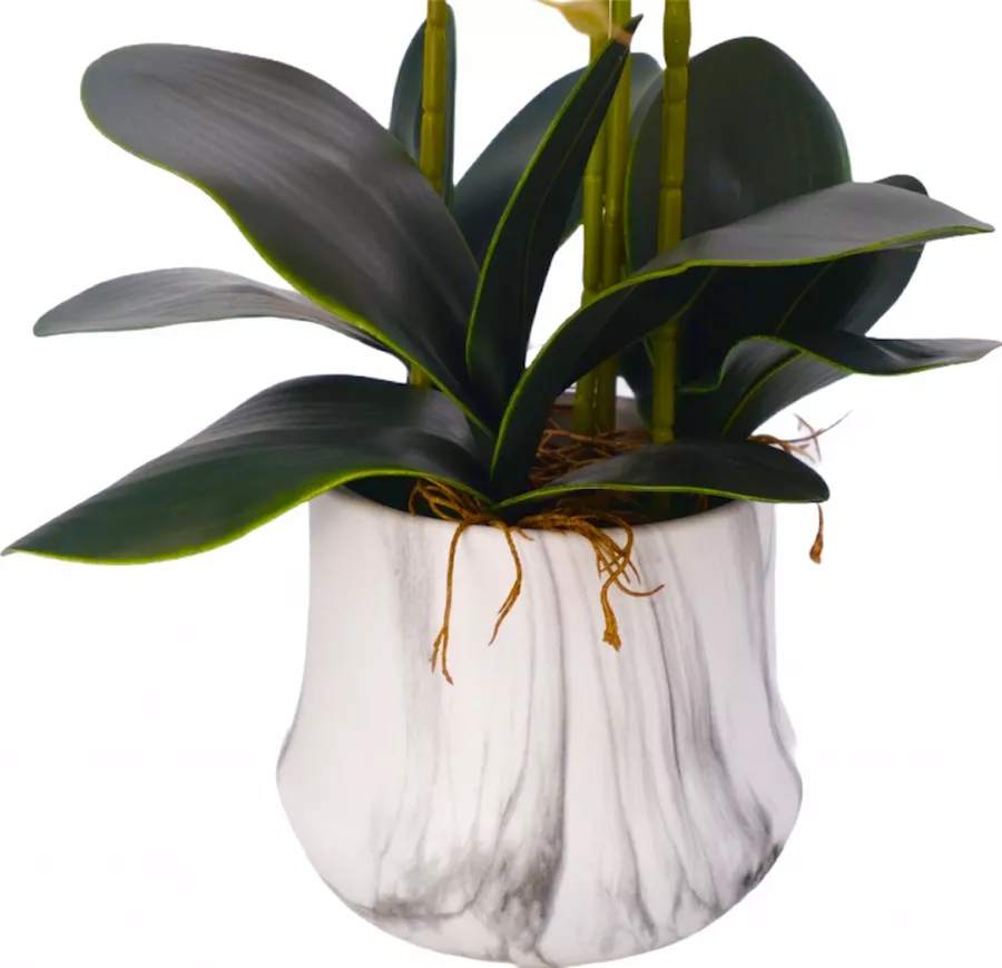 Floare orhidee artificiala bogata portocaliu 60 cm la CEL.ro