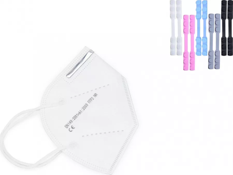 Set 10 Masti Protectie KN95 FFP2 alb plus 10 buc dispozitiv de prindere masti - cel.ro