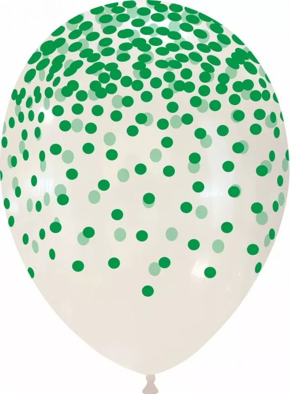 Set 10 baloane latex inscriptionate confetti verzi 30 cm 3z0_354 - cel.ro