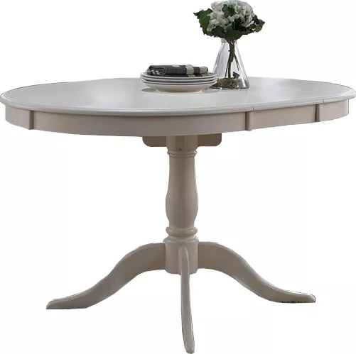 Masa alba pentru dining din lemn masiv 90cm restransa 120cm extinsa ...