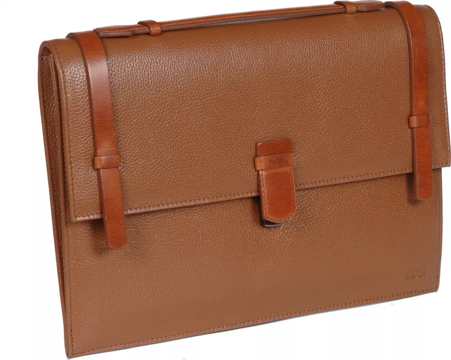 Mapa din piele maro coniac model cu capac si maner 1098 MAGAZINUL DE ...