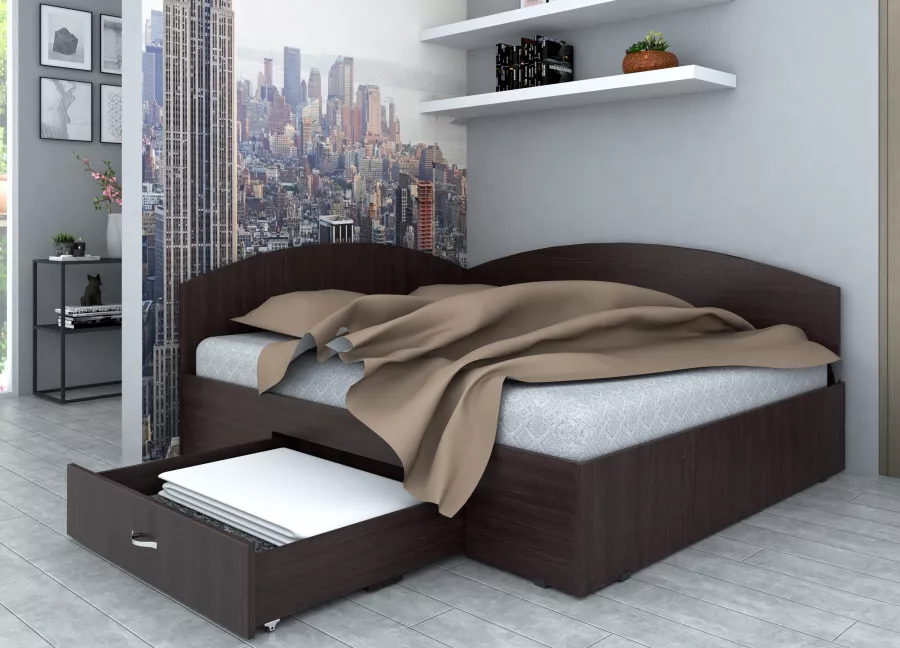 Pat pe Colt 165x204x80cm Wenge | pc16-we