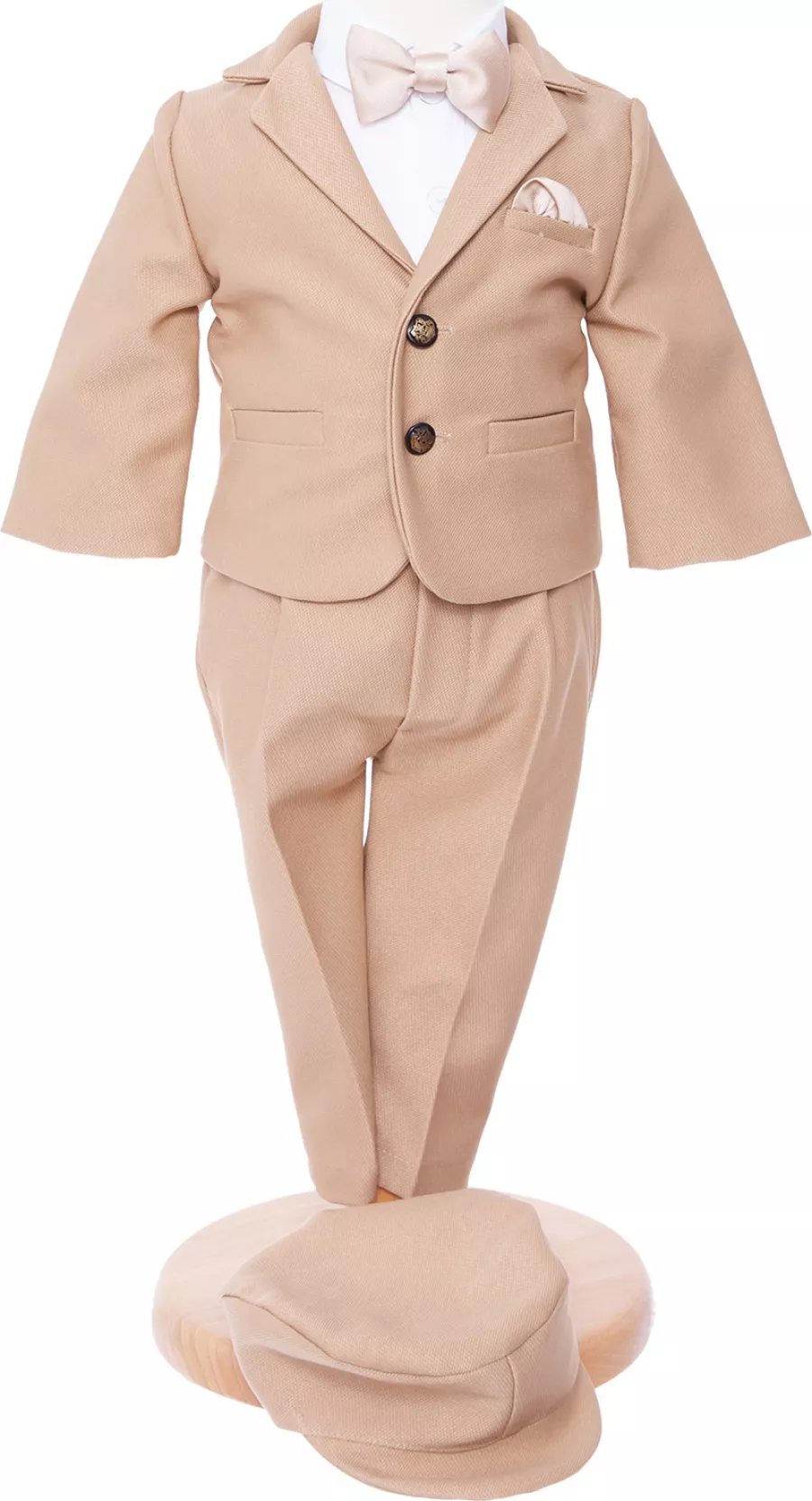 Costum botez elegant Rares culoare crem 5 piese 6-9 luni 3sh_378 - cel.ro