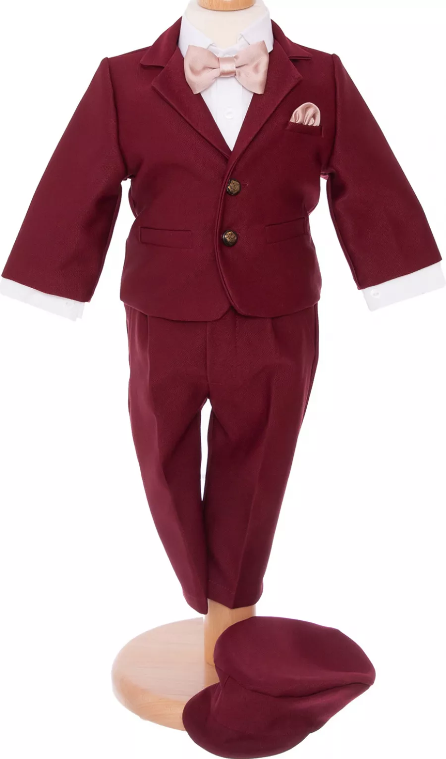 Costum botez elegant Tudor culoare visiniu 5 piese 6-9 luni 3sh_375 ...