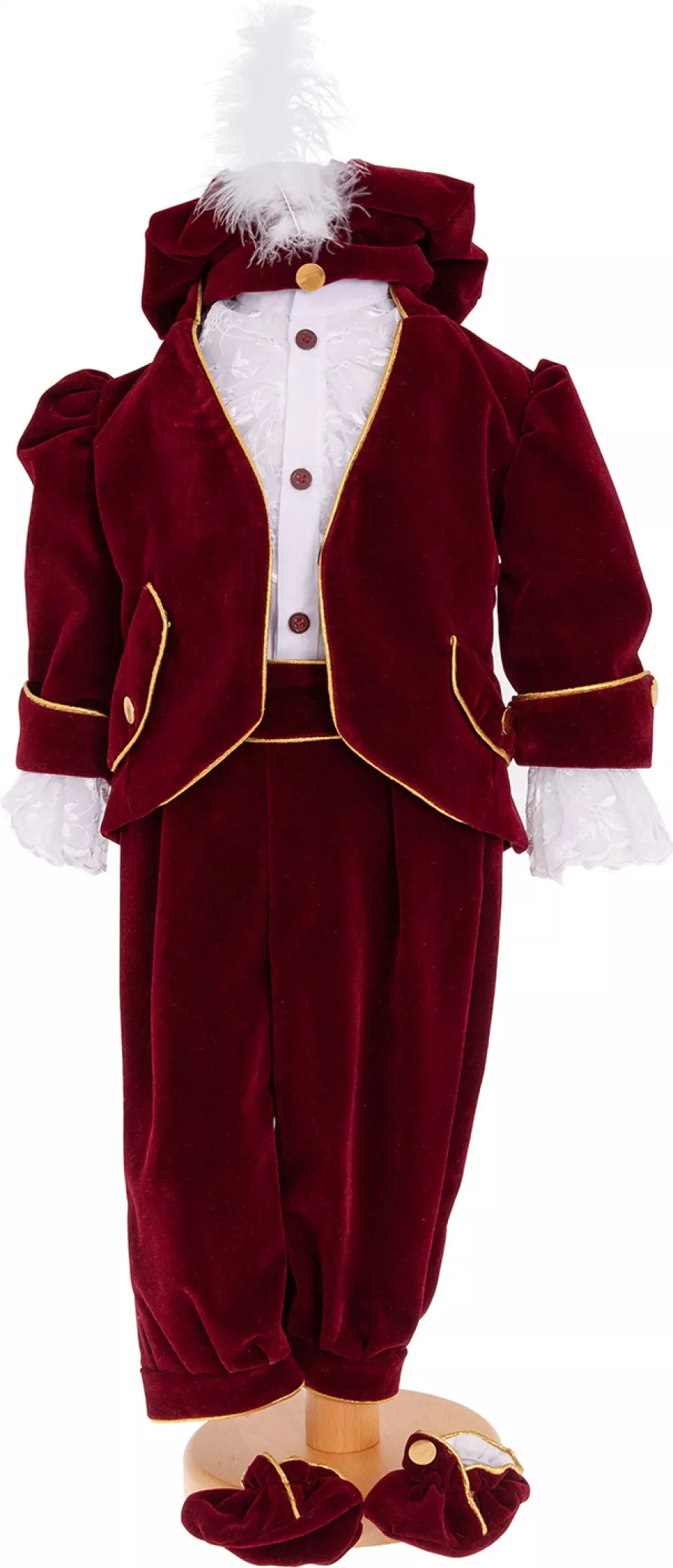 Costum botez print catifea culoare visiniu 6-9 luni vnc212 - cel.ro