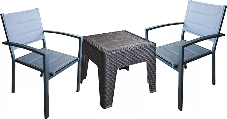 Set mobila pentru balcon 2 scaune cu brate din panza dubla cu masuta la ...