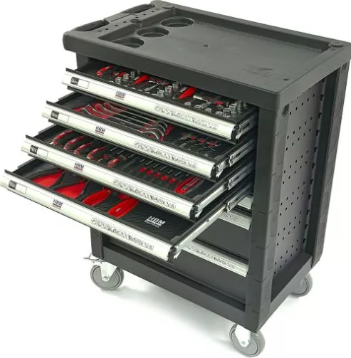 Dulap scule echipat 7 sertare 154 piese negru GB5189 - cel.ro