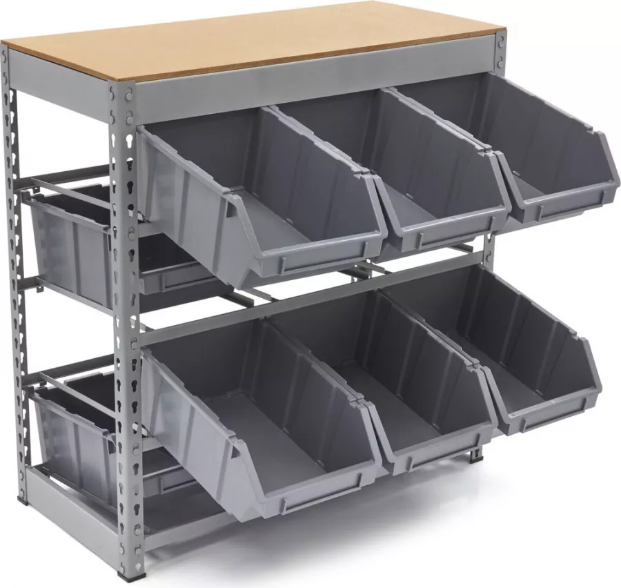 Raft stand organizator cu 12 cutii de depozitare GB5901 - cel.ro