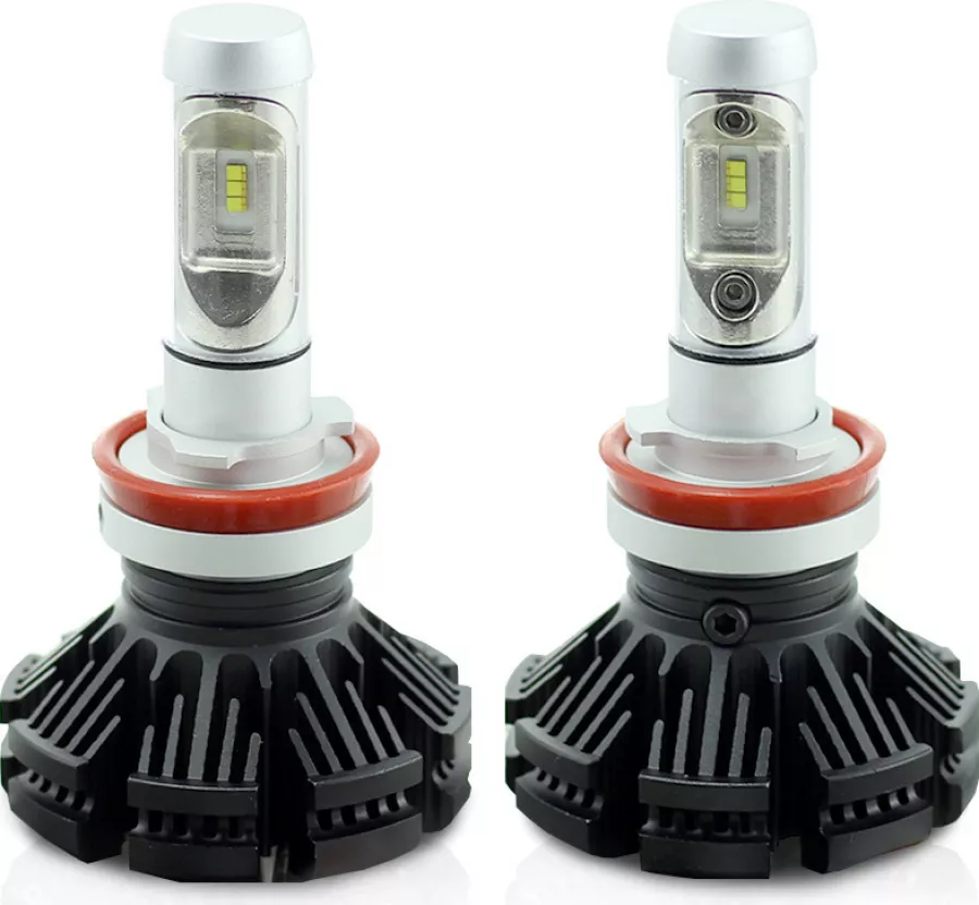 Set 2 Becuri Auto LED H11 pentru Faruri 12-24V 4000 Lumeni Super White ...