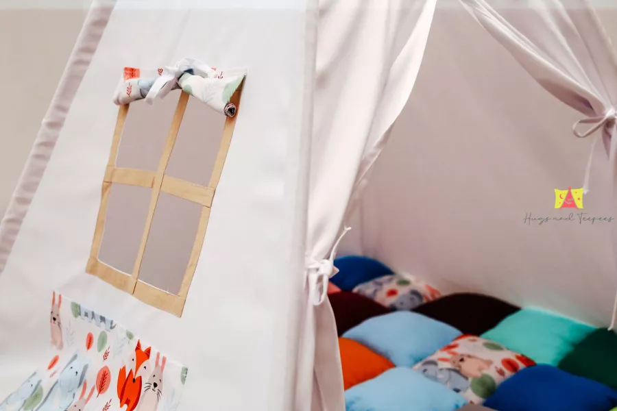 Cort teepee si saltea patchwork - model Anima Friends HT01-01 - cel.ro