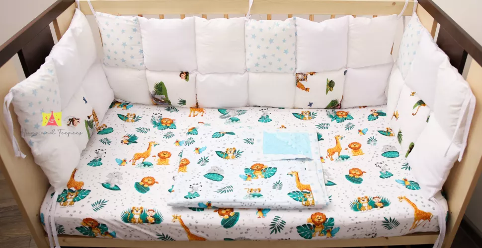 Set patut bebe aparatori patut cearceaf cu elastic si paturica model ...