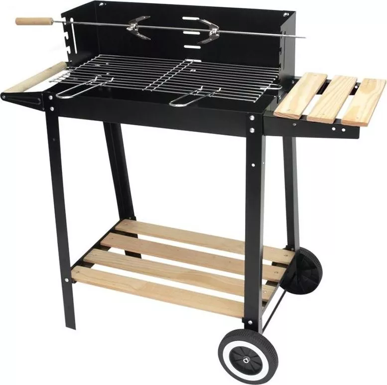 Gratar pe carbuni cu roti 2 in 1 gratar si rotisor pentru curte si ...