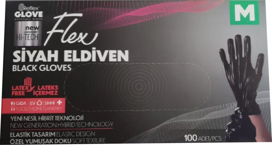 Manusi din termoplastic elastomer subtire negre 100 buc M | 8697405931240