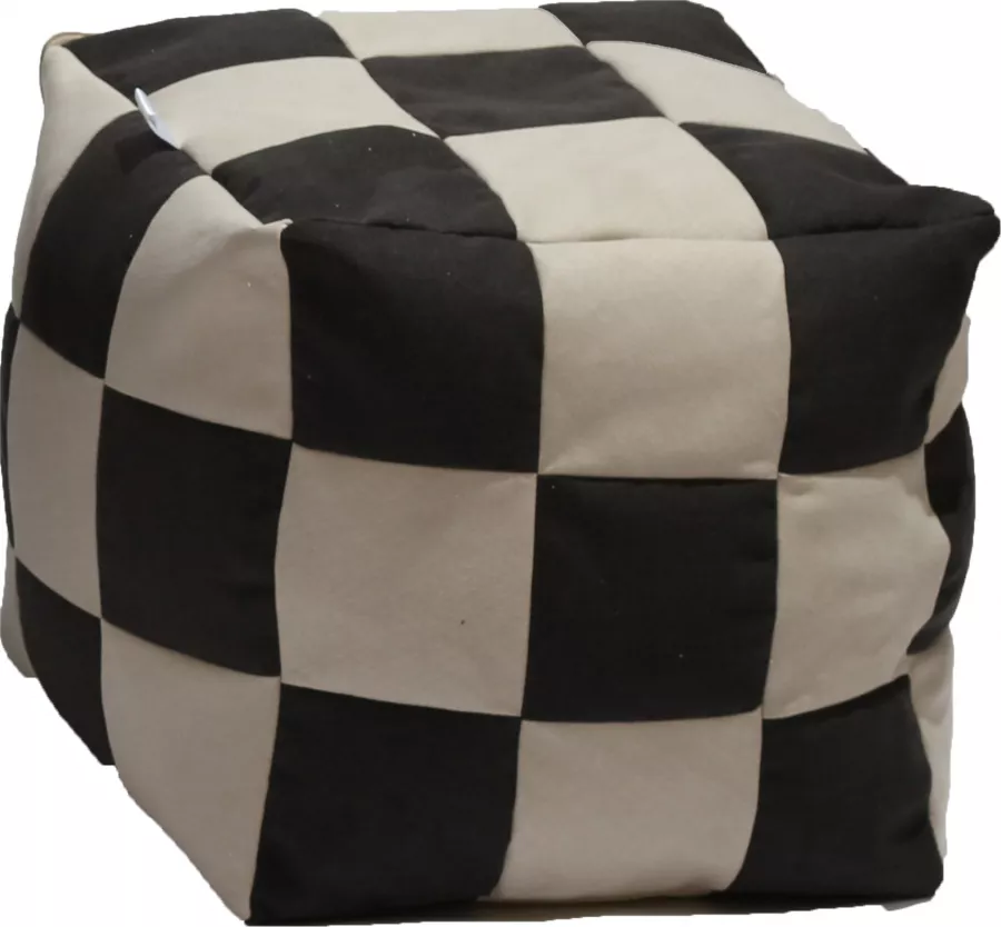 Fotoliu Pufrelax Taburet Cub Gama Premium - Black and Cream cu husa ...