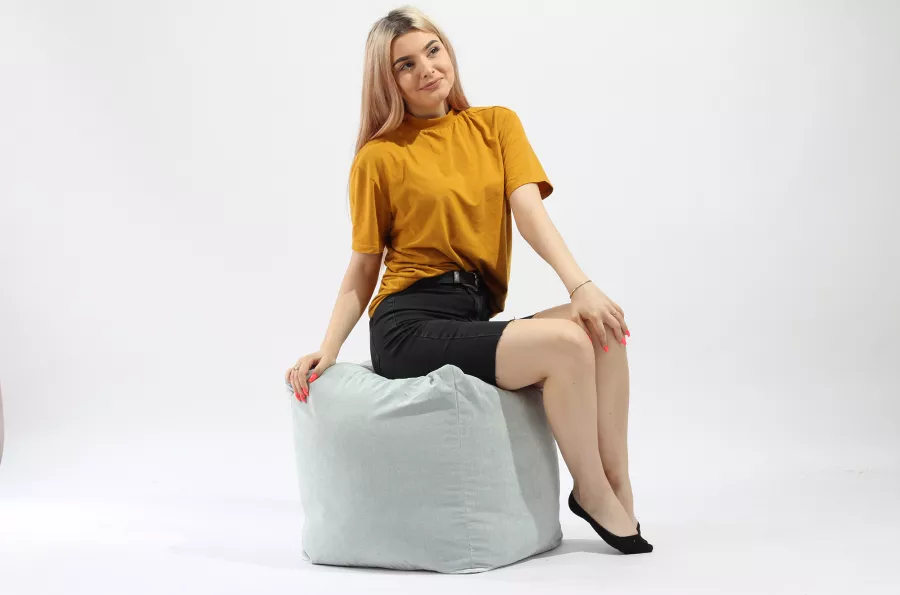 Fotoliu Pufrelax Taburet Cub XL Gama Premium - Angora Grey cu husa ...