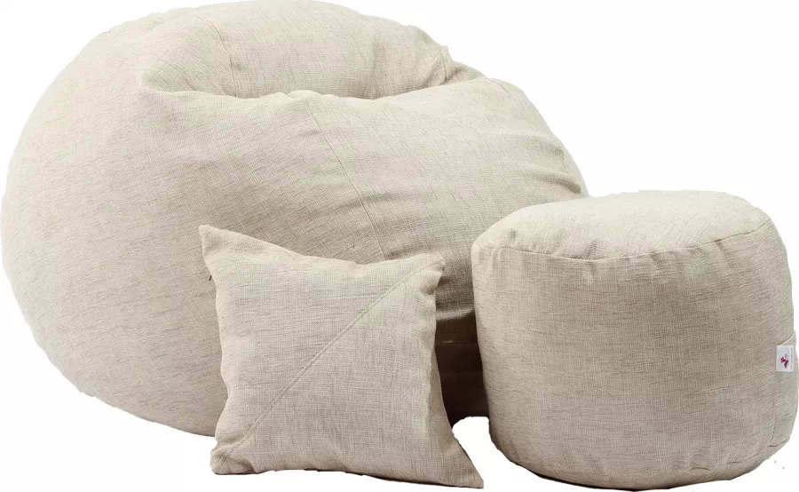 Set Fotoliu Puf Matusalem + Otoman + Perna decorativa - Beige Brulee ...