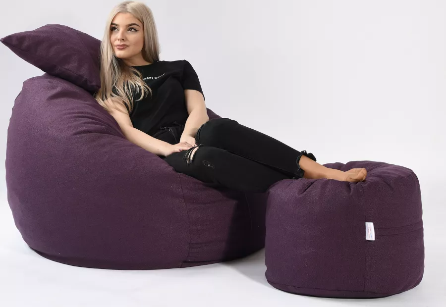 Set Fotoliu Puf Matusalem otoman si perna decorativa Fancy Purple Gama ...