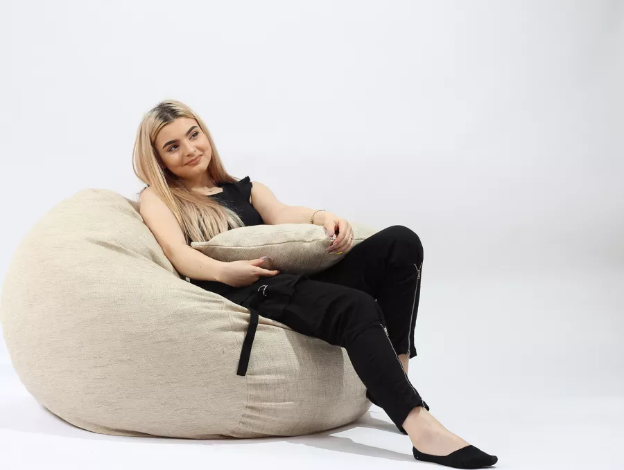 Set Fotoliu Puf Matusalem + Perna decorativa - Beige Brulee Gama ...