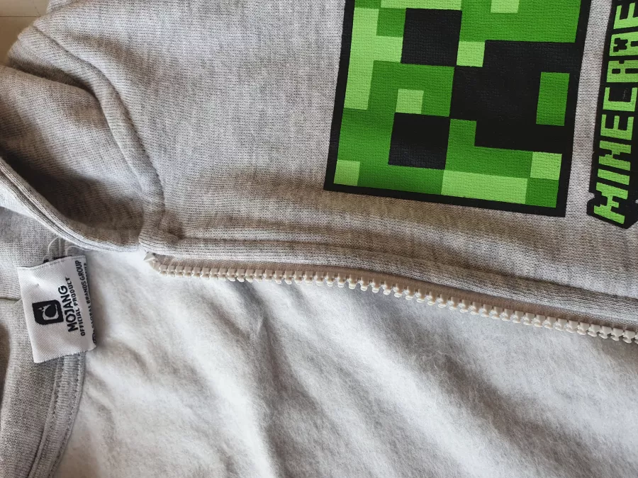 Hanorac copii Minecraft Mojang Creeper Logo 5-6 ani Gri HNRMNCR-5 - cel.ro