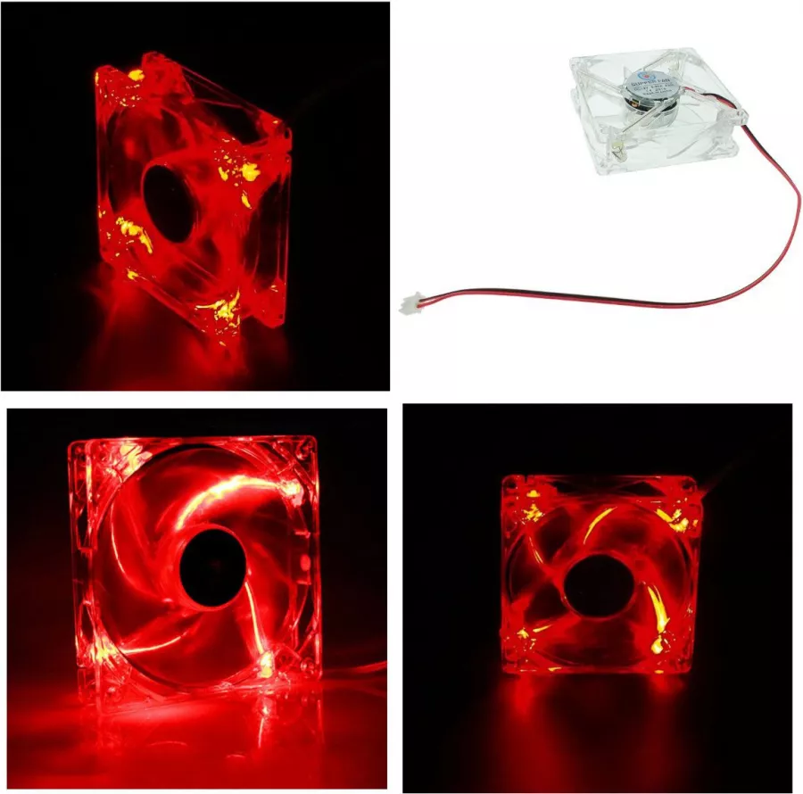 Ventilator PC LHR Super fan iluminare LED rosie 80 x 80 x 25 mm 3000RPM ...