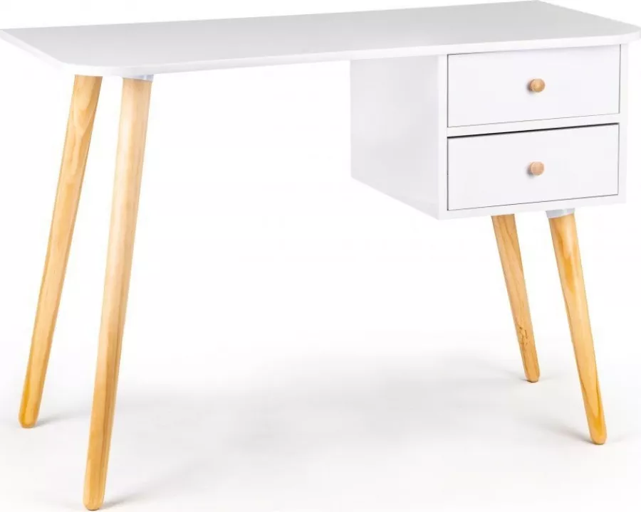 Birou modern pentru computer cu 2 sertare MDF alb la CEL.ro