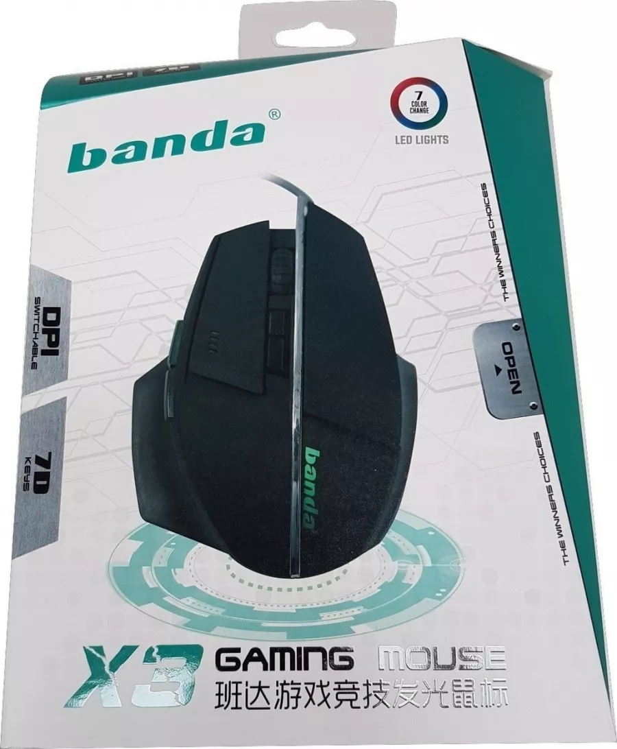 BANDA - Mouse USB GAMING 7D - BLACK - LED X3-B-DC - cel.ro