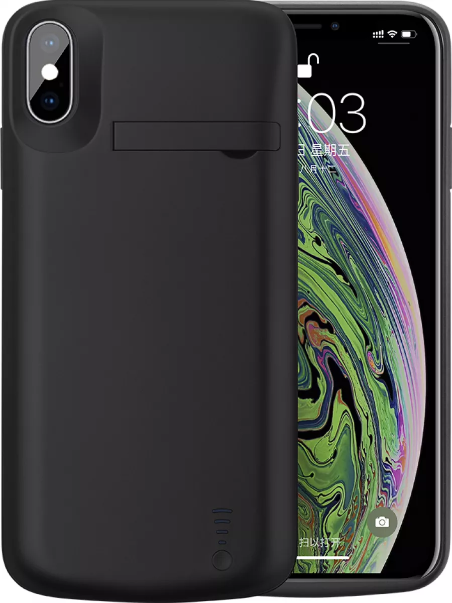 Husa cu acumulator iPhone XS Max 6000 mAh iesire 5V/ 1A negru