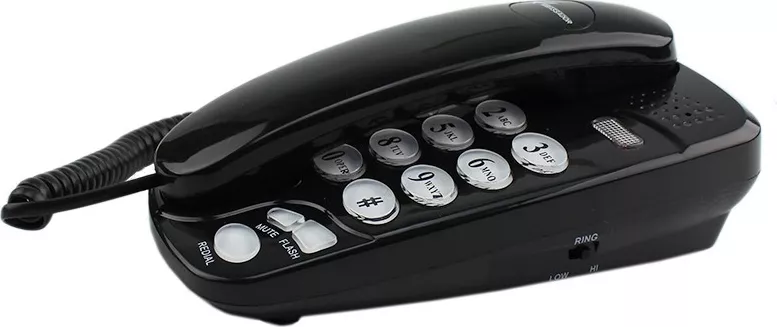 Telefon fix cu fir montabil pe perete tastatura iluminata redial mute flash negru | 580NEGRU