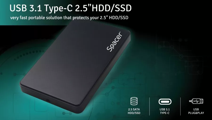 Rack HDD/SSD Spacer SPR-TYPE-C-01 2.5 inch Negru spr-type-c-01 - cel.ro