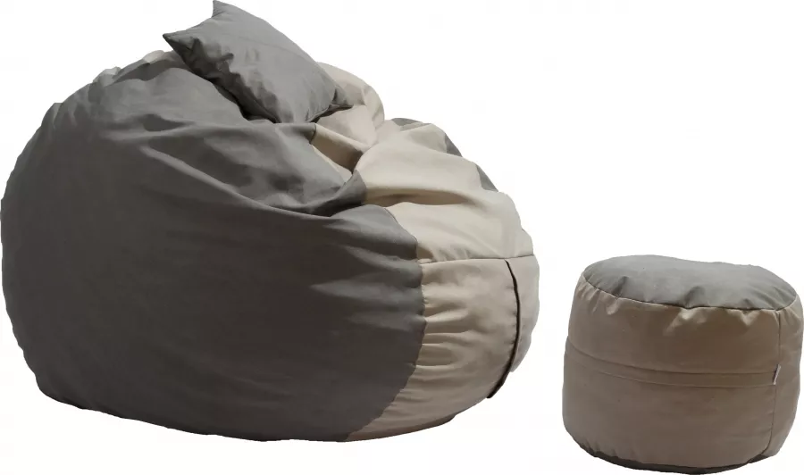 Fotoliu King Size + Otoman + Perna decorativa - Cream and Light Grey ...