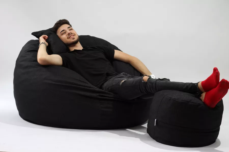 Fotoliu King Size + Otoman + Perna decorativa - Eerie Black Gama ...