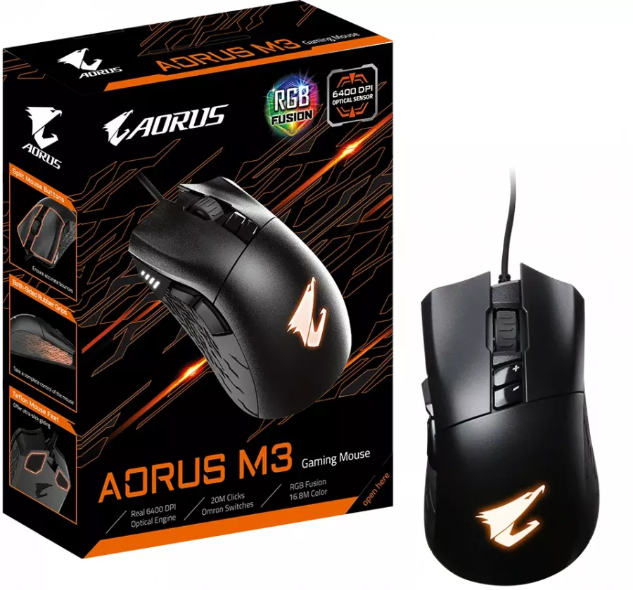 Mouse Gaming GIGABYTE AORUS M3 6400 DPI RGB Negru gm-aorus m3 - cel.ro