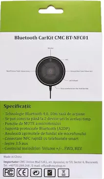 Car Kit CMC BT-NFC-01 Bluetooth NFC AUX Negru bt-nfc-01 - cel.ro